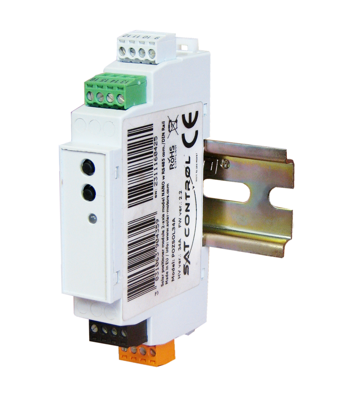 Solar Positioner 2-axis module NANO A, RS485, DIN rail housing (Solar ...